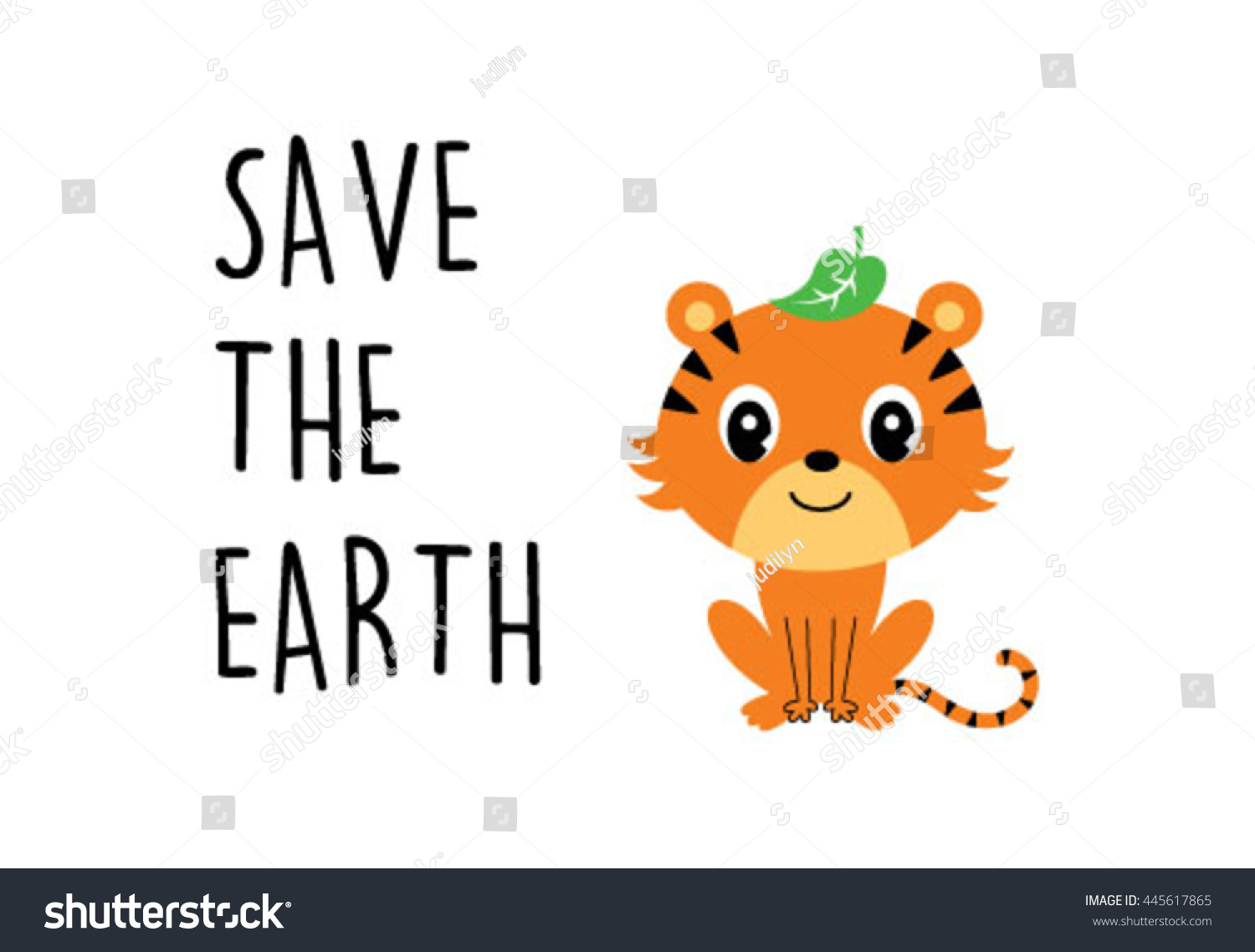 Tiger Save Earth Card Stock Vector (Royalty Free) 445617865