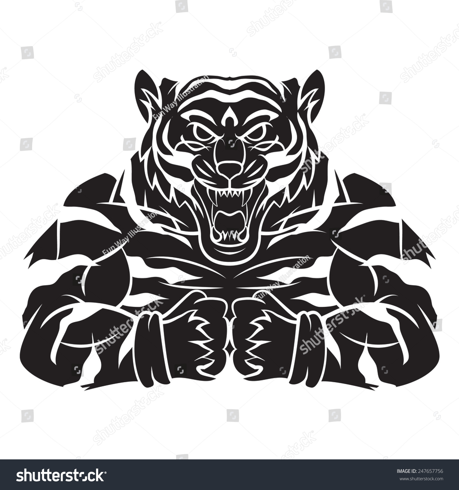 Tiger Strong Mascot Tattoo Stock Vector (Royalty Free) 247657756 ...