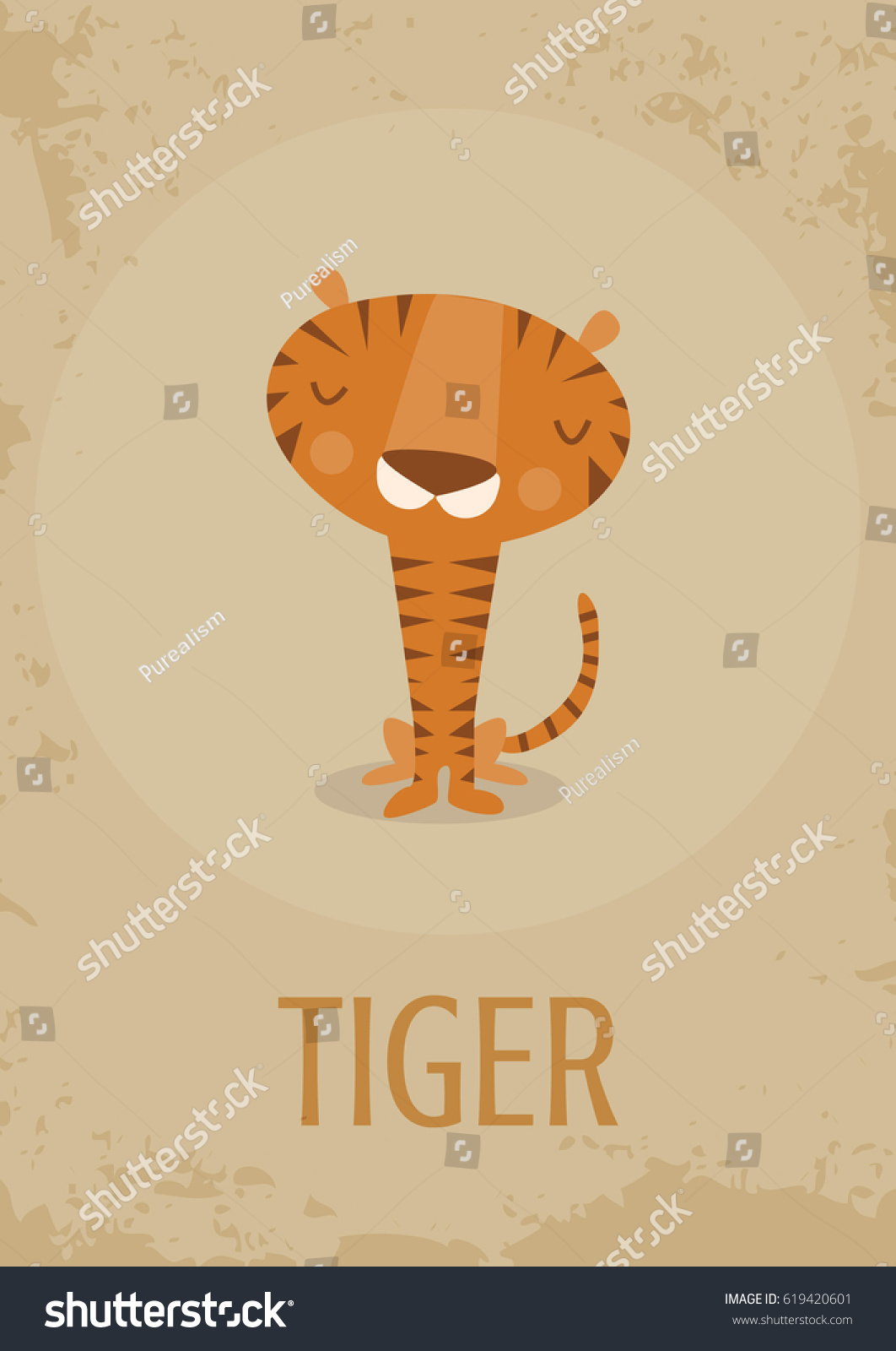 Tiger Vector Children Card: เวกเตอร์สต็อก (ปลอดค่าลิขสิทธิ์) 619420601 ...