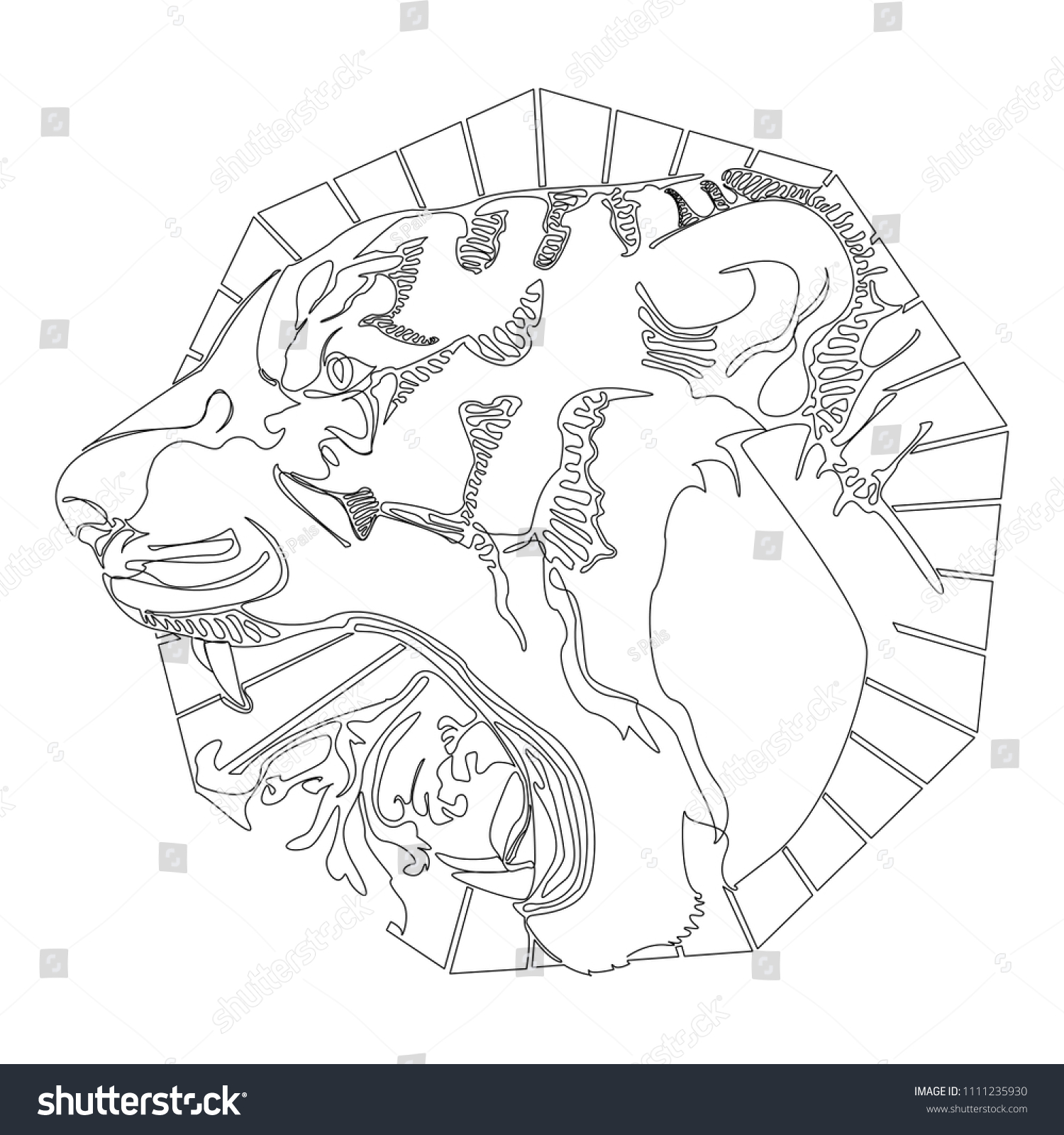Tiger Vector Line Art Stock Vector (Royalty Free) 1111235930 | Shutterstock