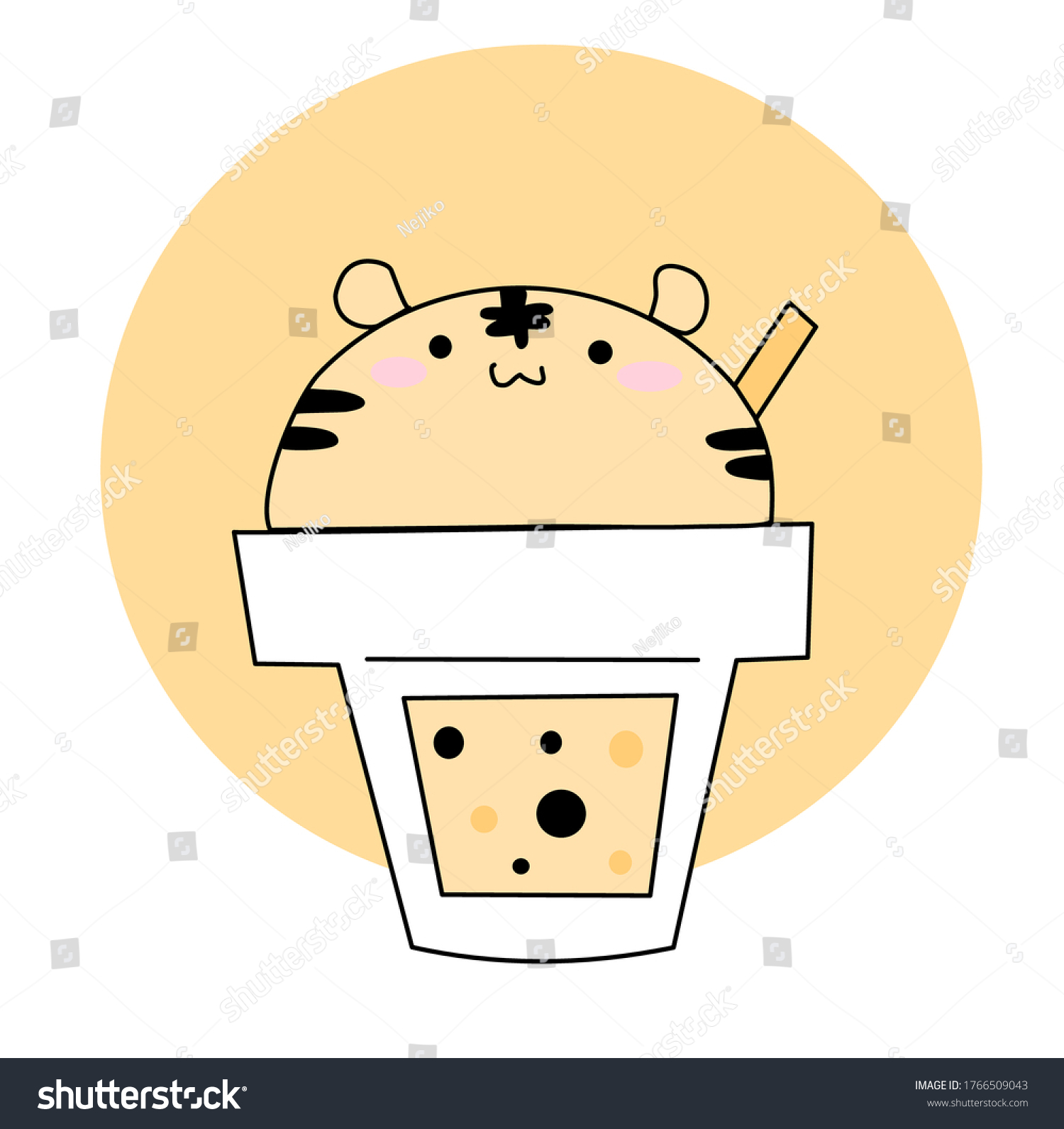 Stock vektor „Tiger Bubble Milk Tea“ (bez autorských poplatků ...