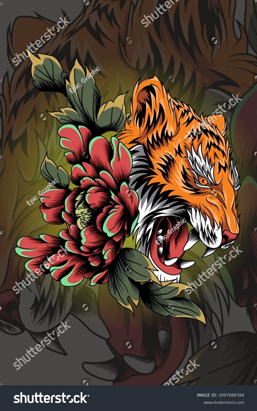Tiger Flower Vector Illustration Stock Vector (Royalty Free) 2097888394 ...