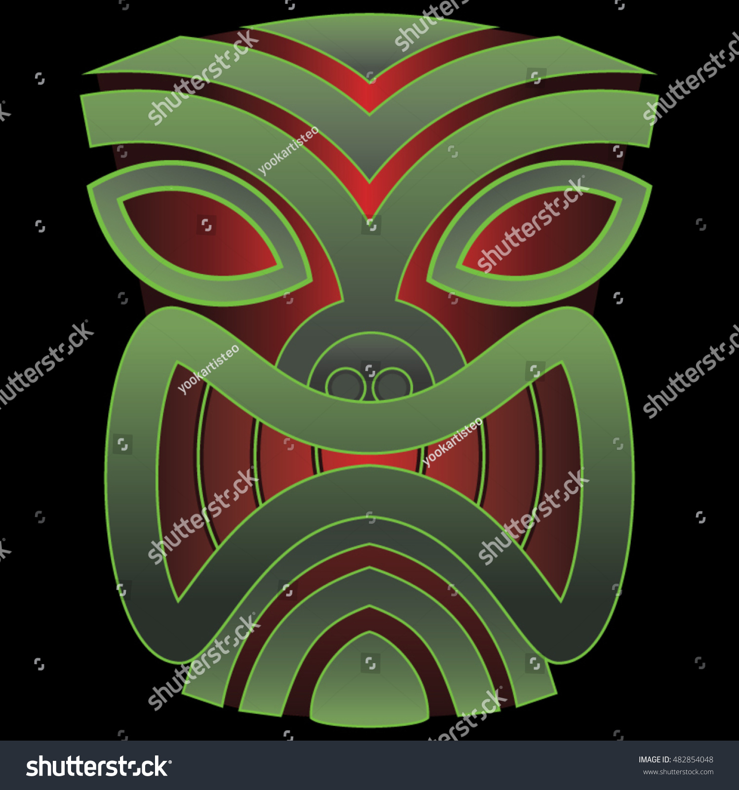Tiki Mask Easy Edit Elements Stock Vector (Royalty Free) 482854048 ...