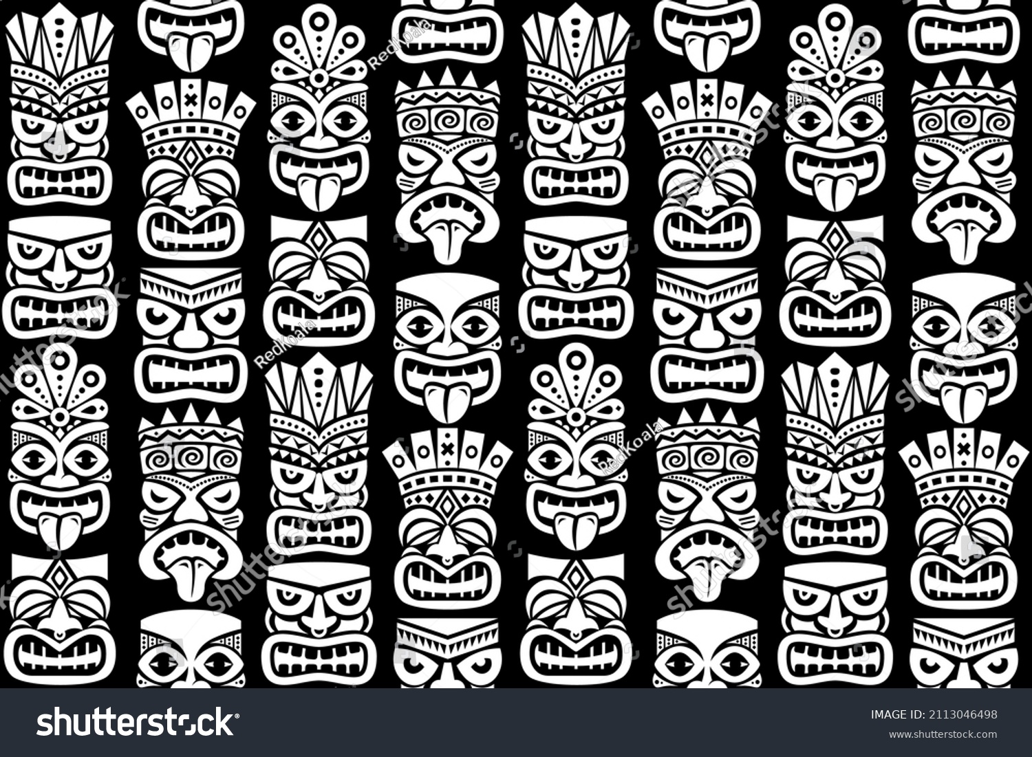 Tiki Pole Totem Vector Seamless Pattern Stock Vector Royalty Free 2113046498