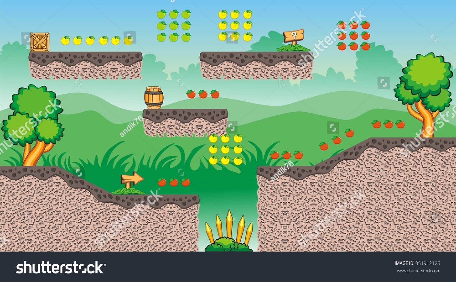 Tile Set Platform Game Seamless Vector Stock Vector (Royalty Free ...