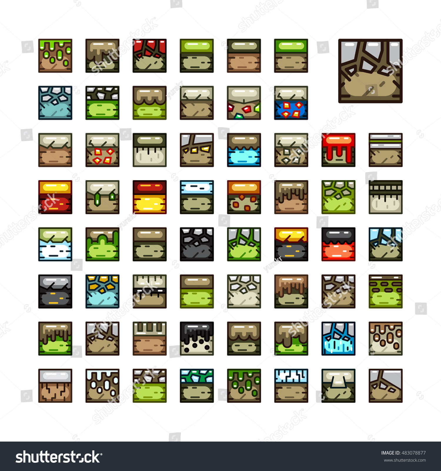 Tilesets Video Game Stock Vector Royalty Free 483078877