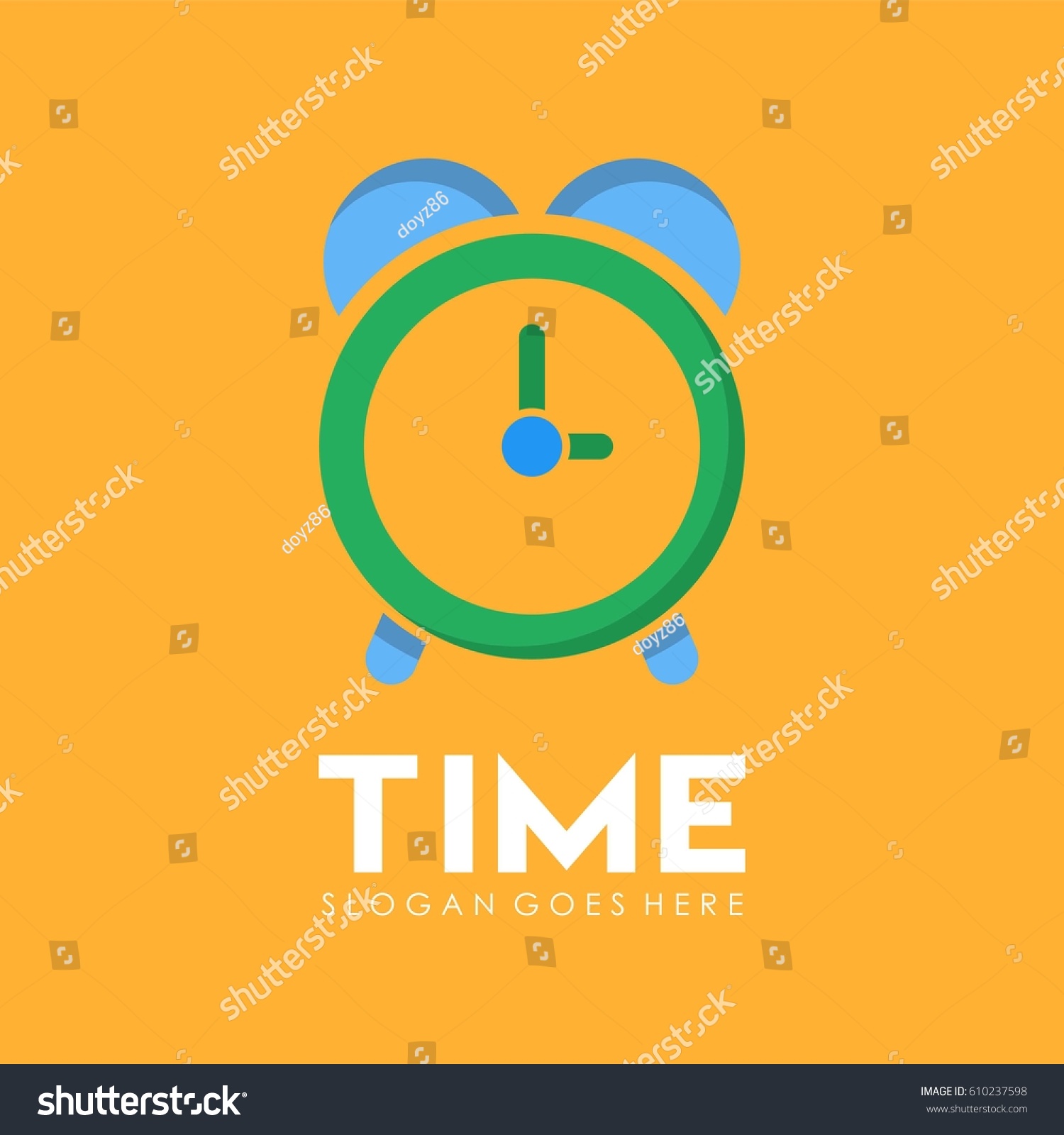 Time Alarm Clock Logo Full Vector Stock Vector (Royalty Free) 610237598 ...