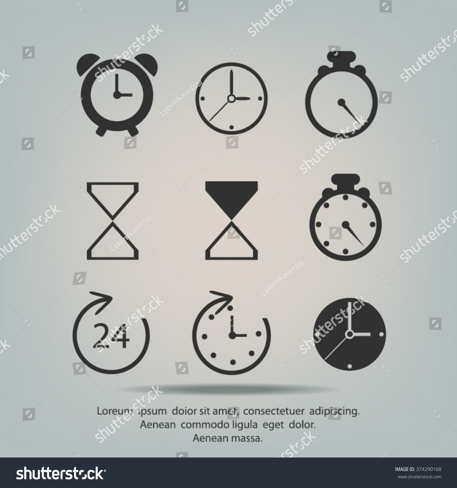 Time Clock Icons Vector Illustration Stock Vector (Royalty Free) 374290168