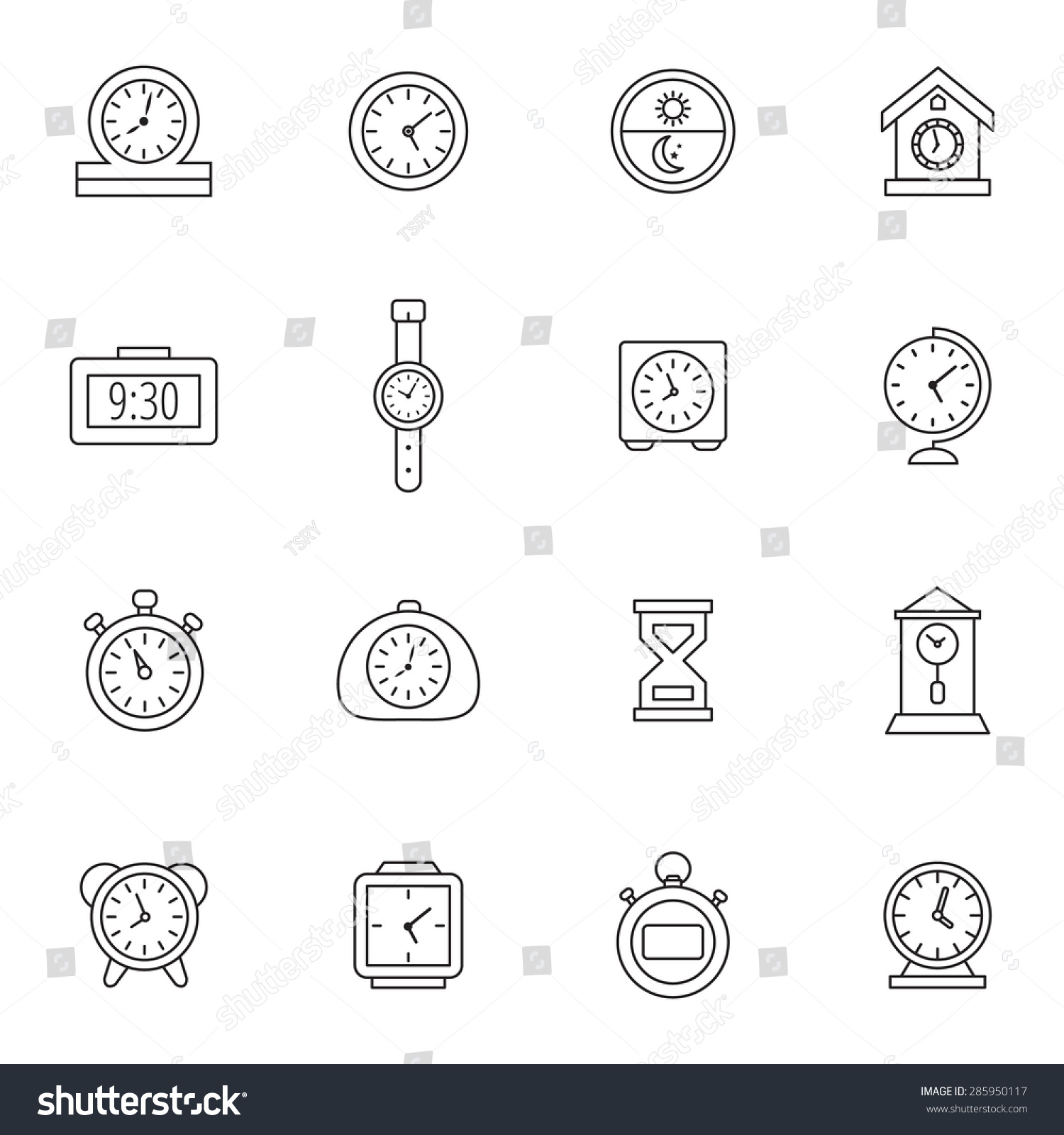 Time Clocks Icons Stock Vector (Royalty Free) 285950117 | Shutterstock