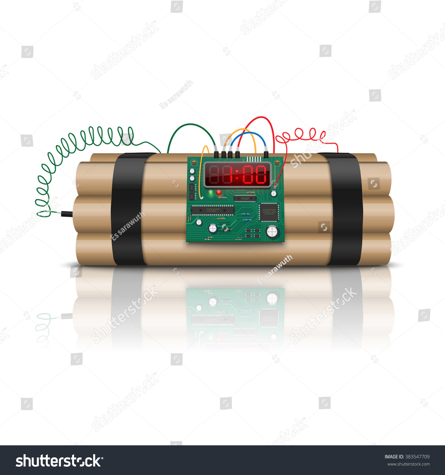 Time Bomb Isolated On White Vector Stock Vector (Royalty Free) 383547709