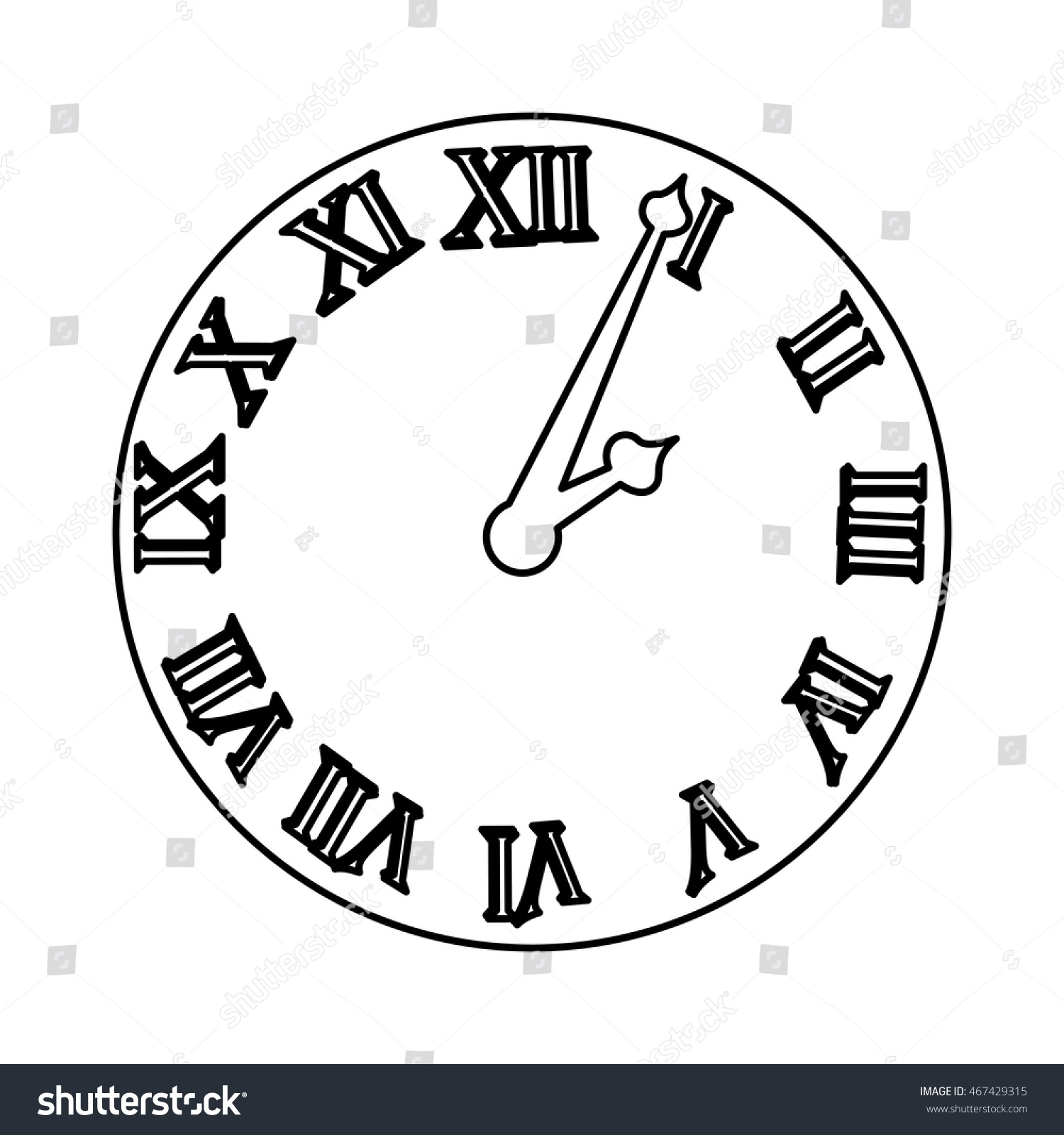 Time Clock Roman Numbers Vector Illustration: vector de stock (libre de ...