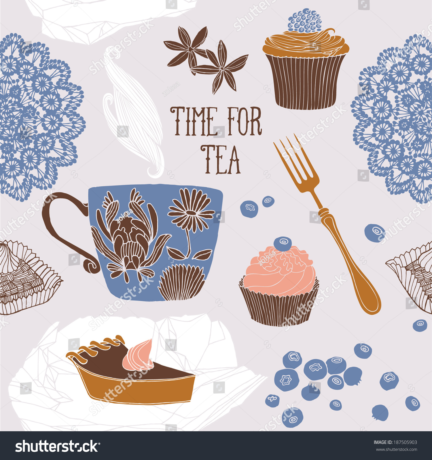 Time Tea Card Design Vector Illustration Stock Vector (Royalty Free ...