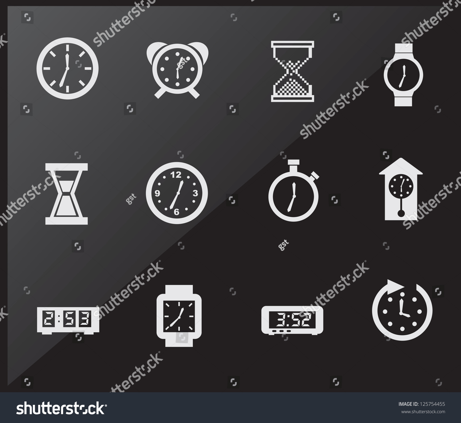Time Icons Over Black Background Vector Stock Vector (Royalty Free ...