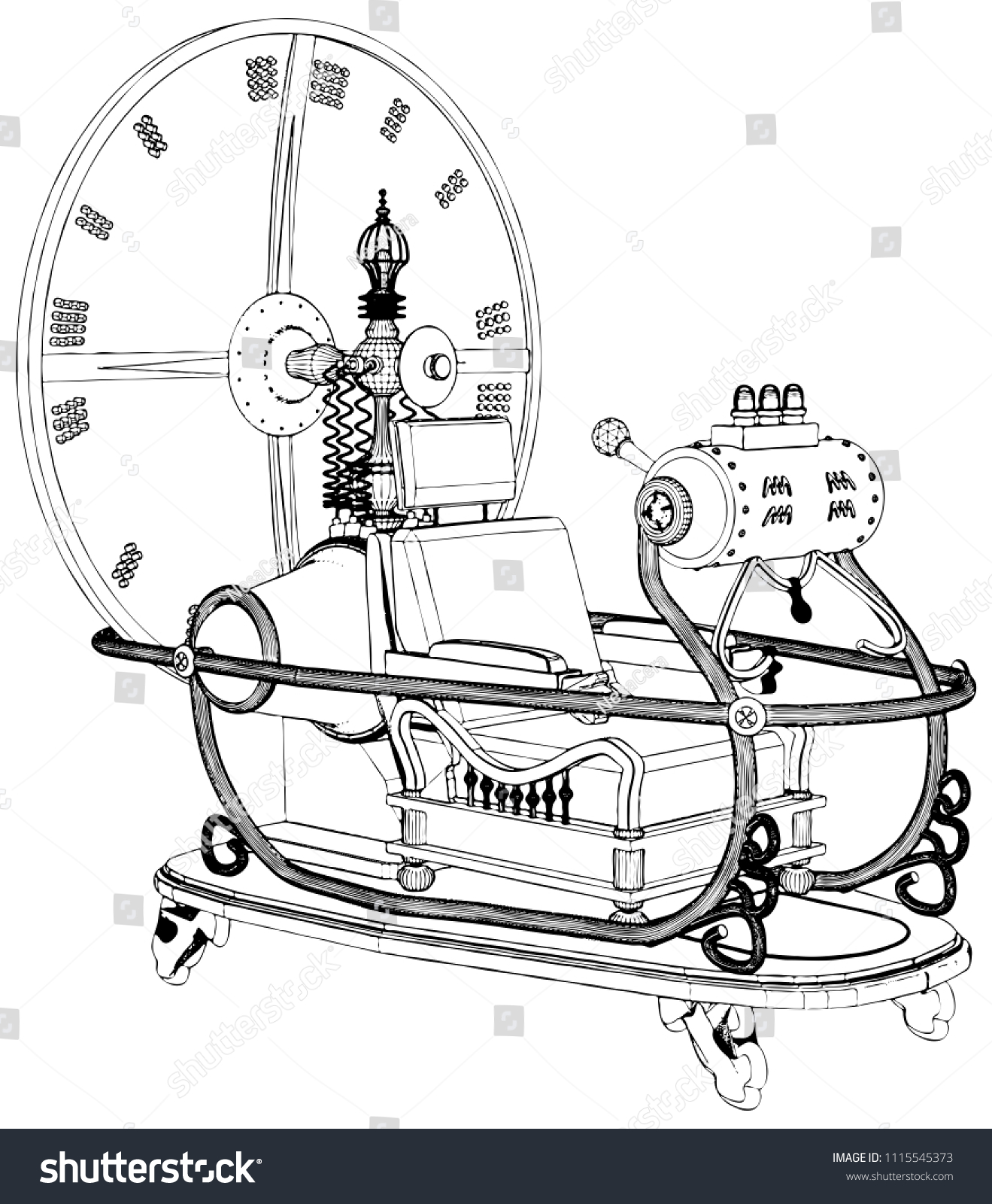 Time Machine Isolated On White Background: เวกเตอร์สต็อก (ปลอดค่า ...