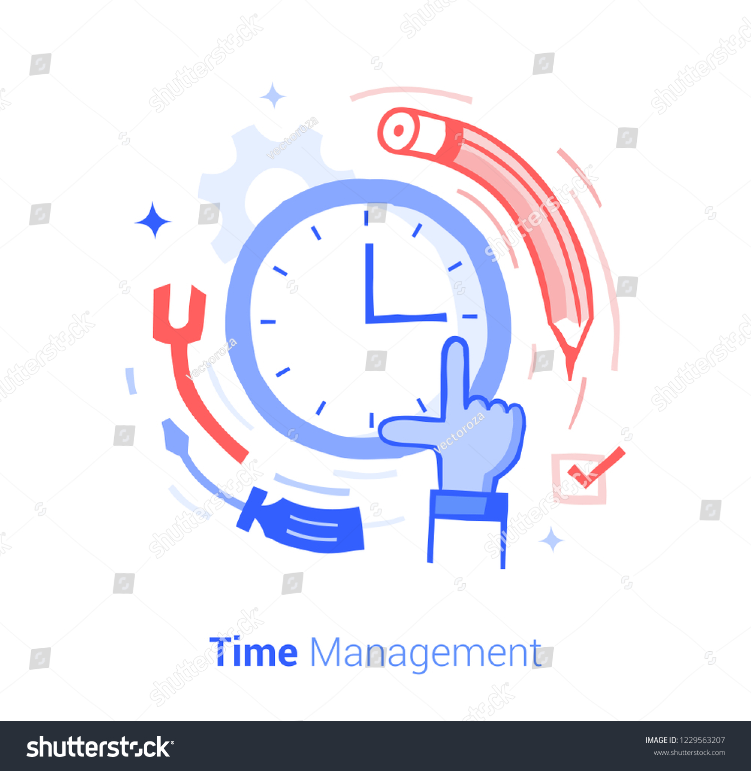 Time Management Doodle Flat Design Icon Stock Vector (Royalty Free ...