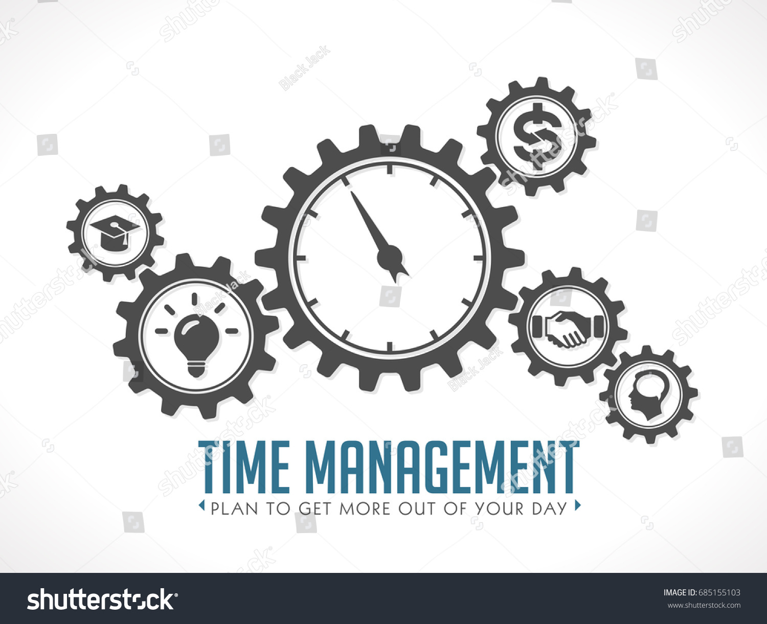 Time Management Logo Working Gears Concept Stock Vector (Royalty Free ...