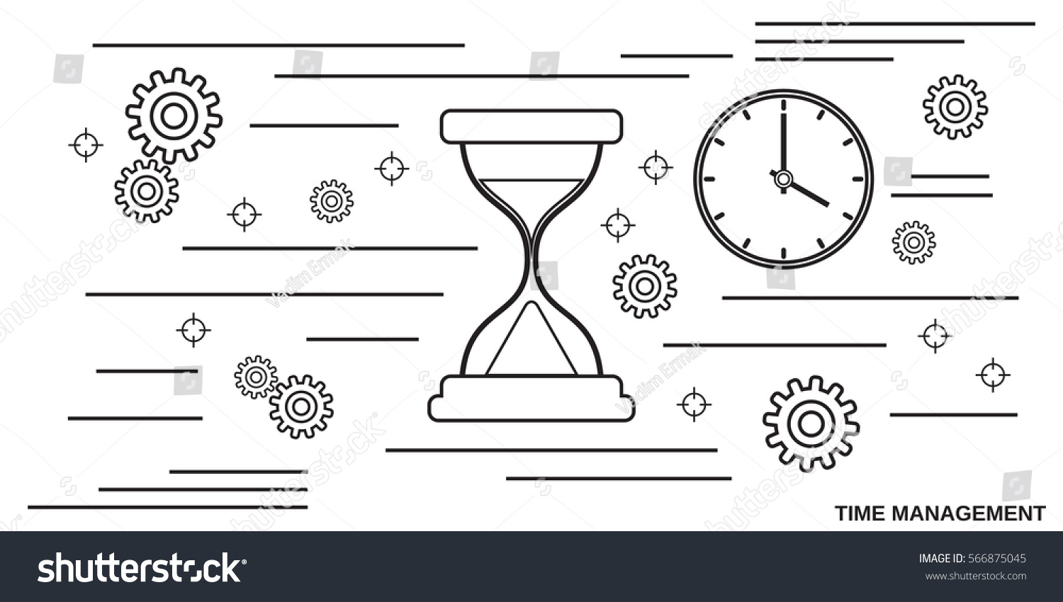 Time Management Thin Line Art Style Stock Vector (Royalty Free ...