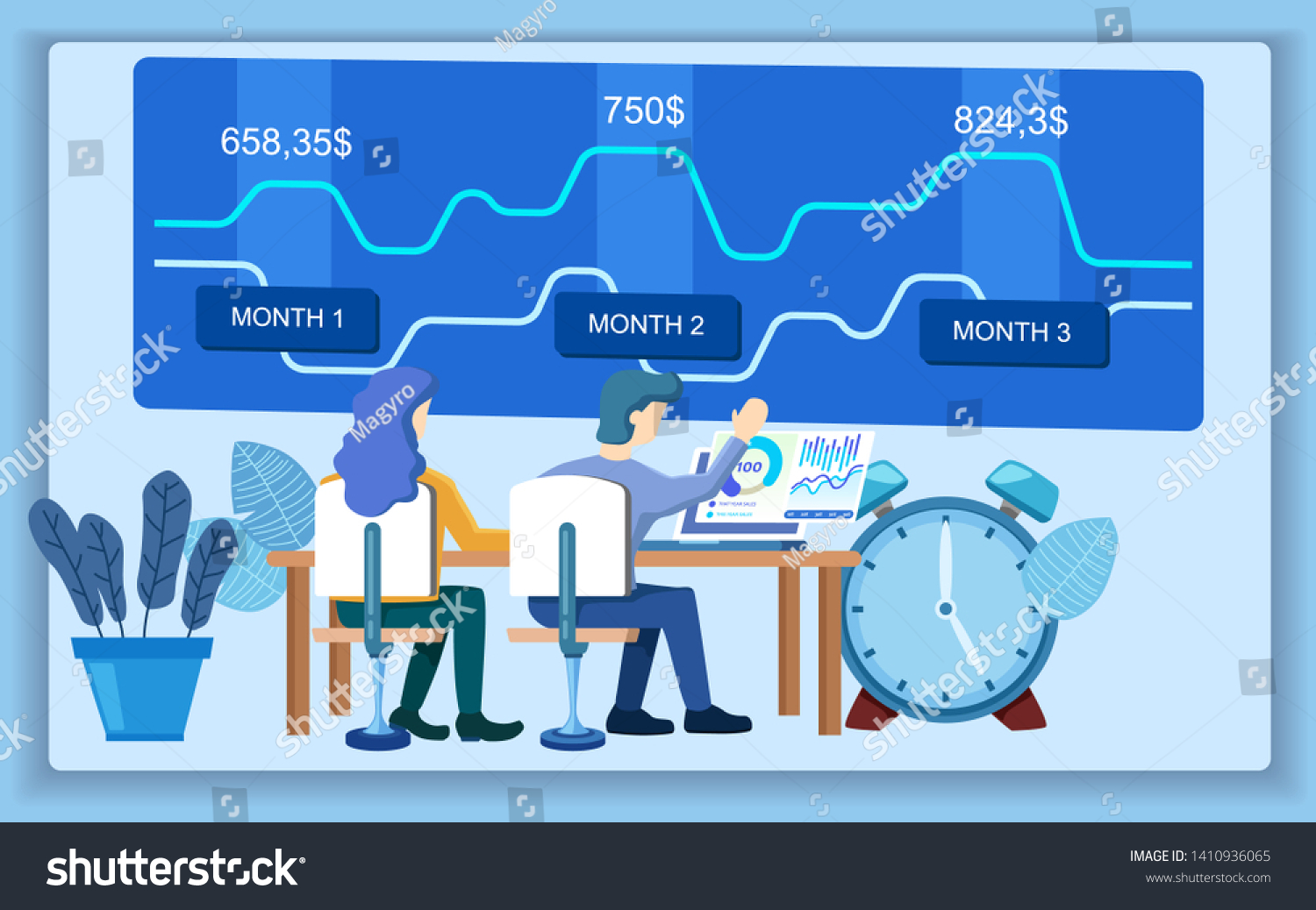 Time Management Creative Young Team Stock Vector (Royalty Free ...