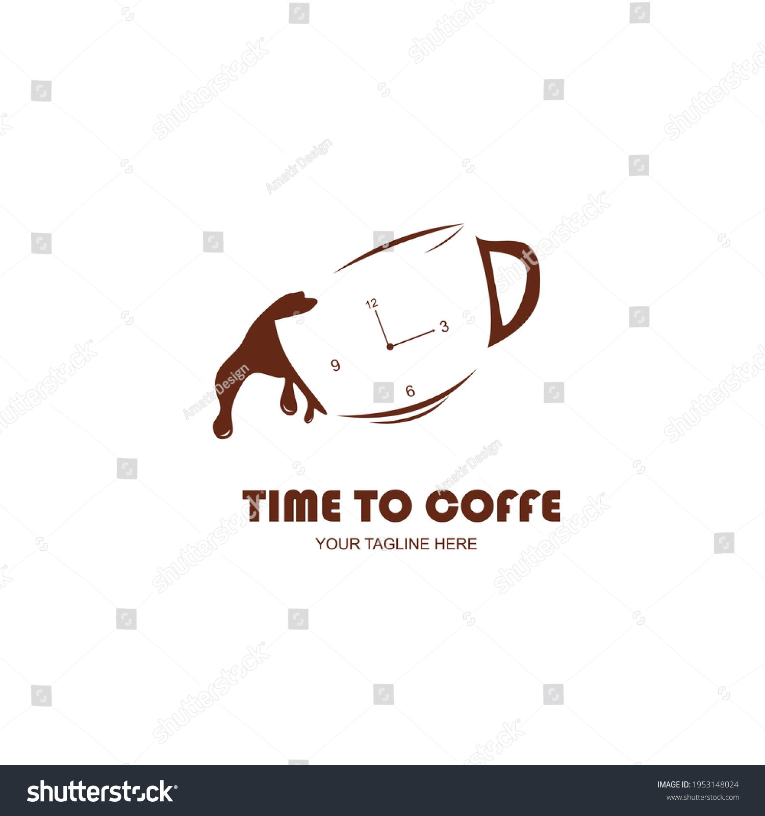 Time Coffee Logo Design Vector Stock Vector (Royalty Free) 1953148024 ...