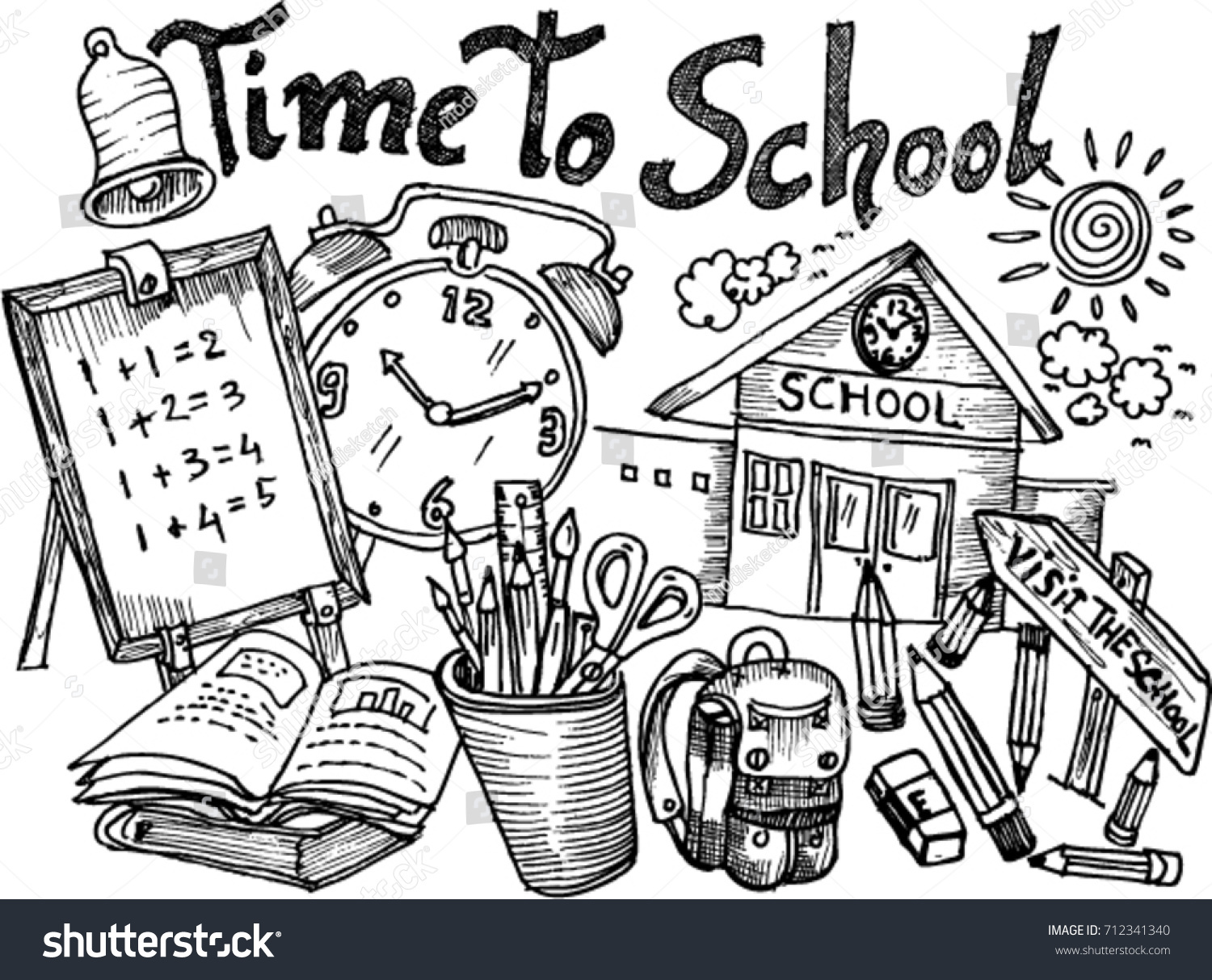 Time School Sketch Stock Vector (Royalty Free) 712341340 | Shutterstock