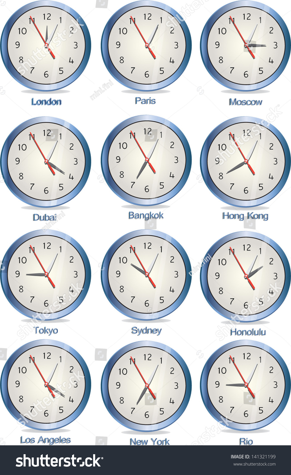 Time Zone Clocks Vector Illustration Stock Vector (Royalty Free ...