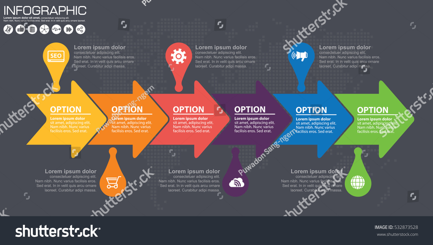 「Timeline Arrow Vector Infographic World Map」のベクター画像素材（ロイヤリティフリー ...