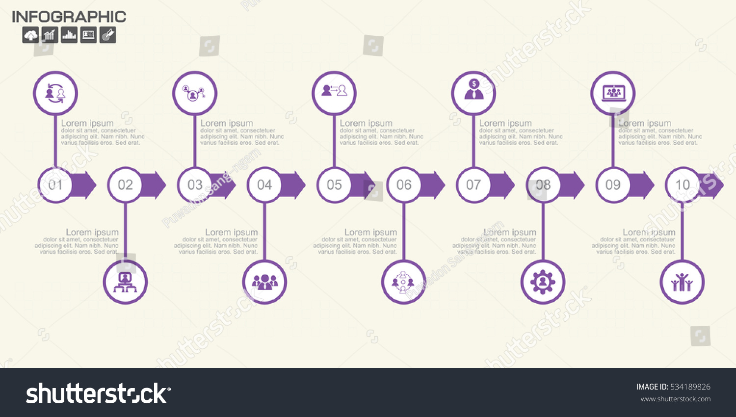 Timeline Arrow Infographics Template 10 Options Stock Vector (Royalty ...