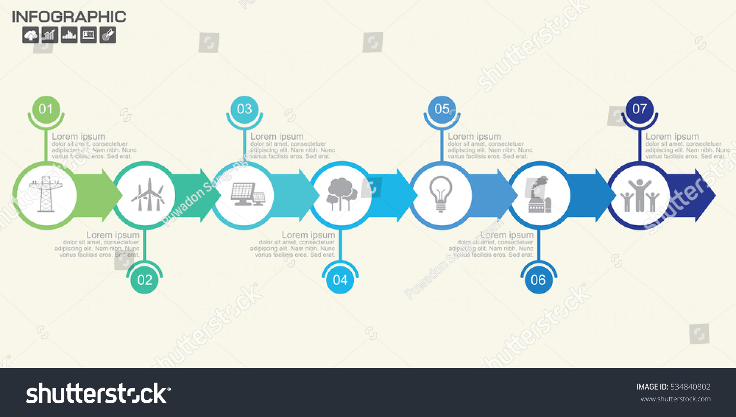 Timeline Arrow Infographics Template 7 Options Stock Vector (Royalty ...