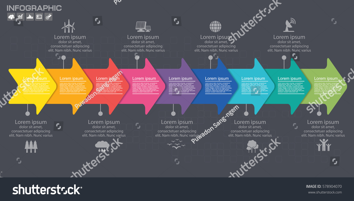 Timeline Arrow Infographics Template Options Isolated: เวกเตอร์สต็อก ...
