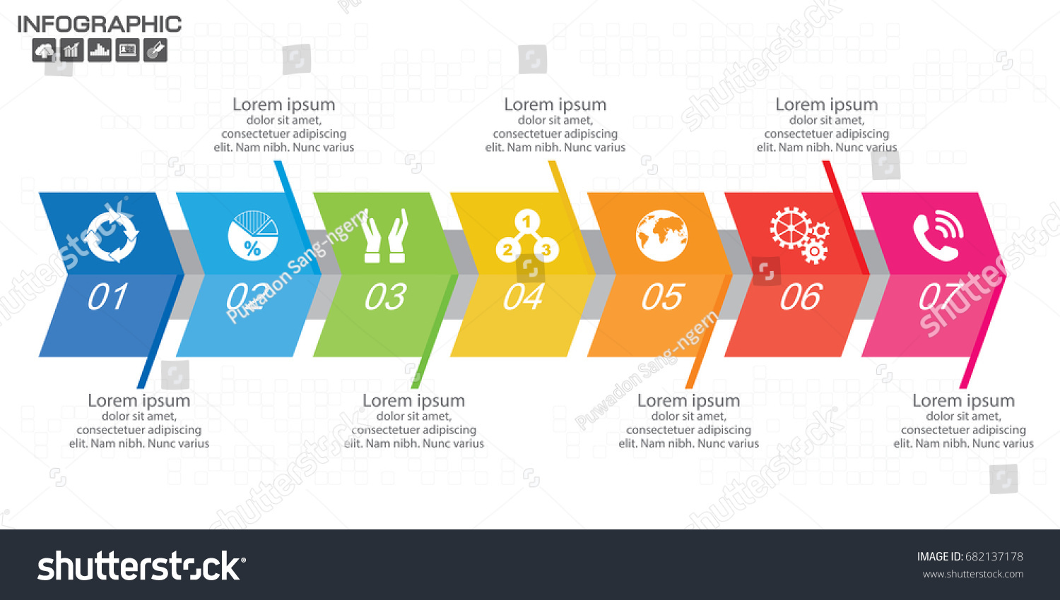 Timeline Arrow Infographics Template Options Isolated Stock Vector ...