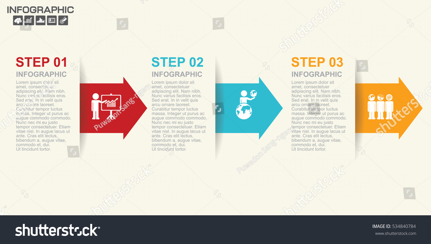 Timeline Arrow Infographics Template 3 Steps Stock Vector (Royalty Free ...