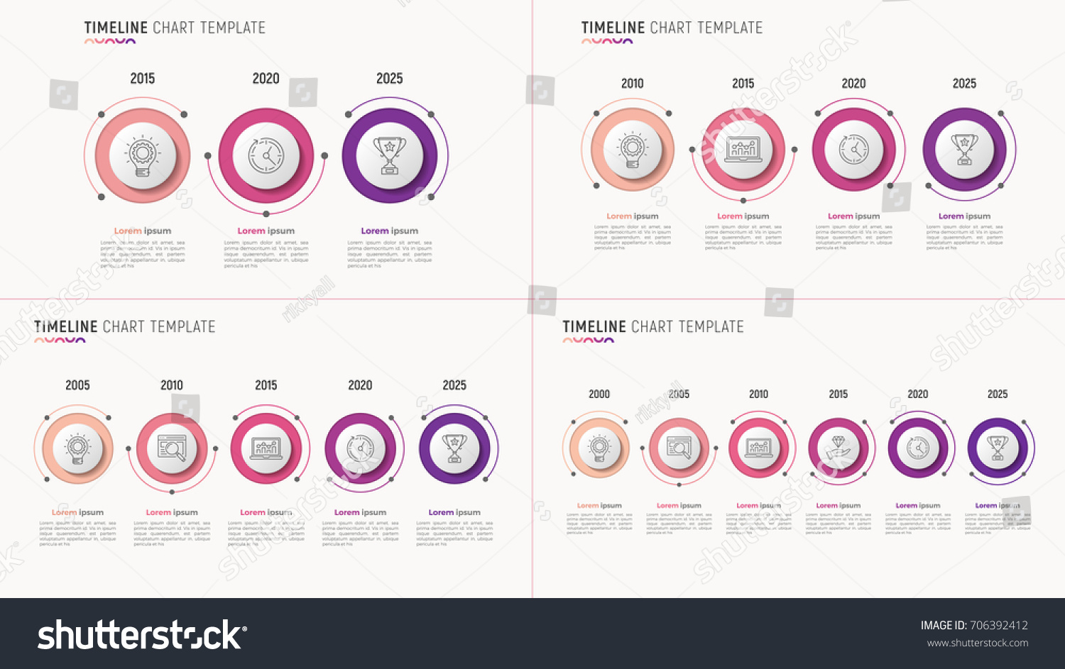 Vektor Stok Timeline Chart Infographic Designs Data Visualization ...
