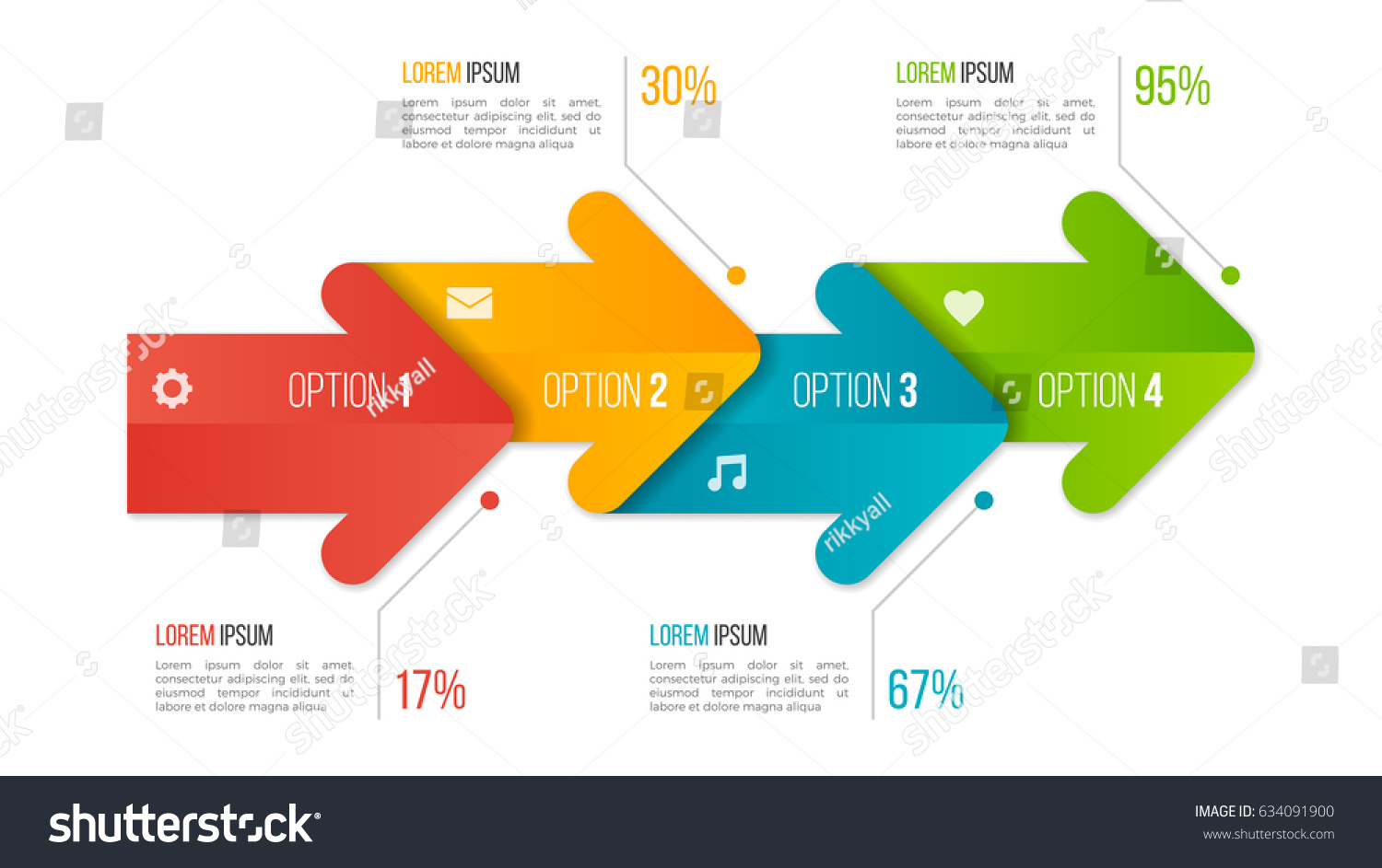 Vektor Stok Timeline grafik template infografis dengan panah. (Tanpa ...