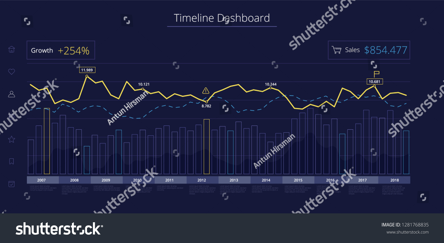 Timeline Dashboard Infographics Chart Vector Illustration Stock Vector ...