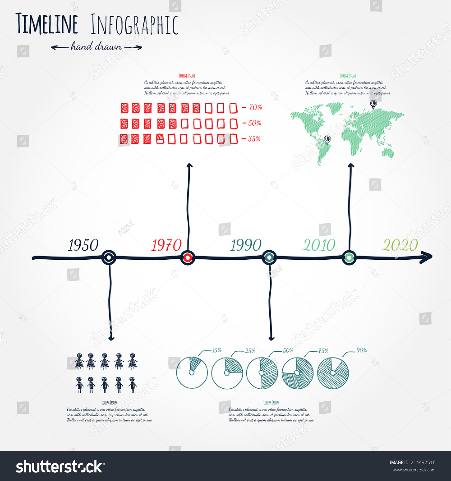 Timeline Infografic Hand Drawn Vector Elements stockvector (rechtenvrij ...