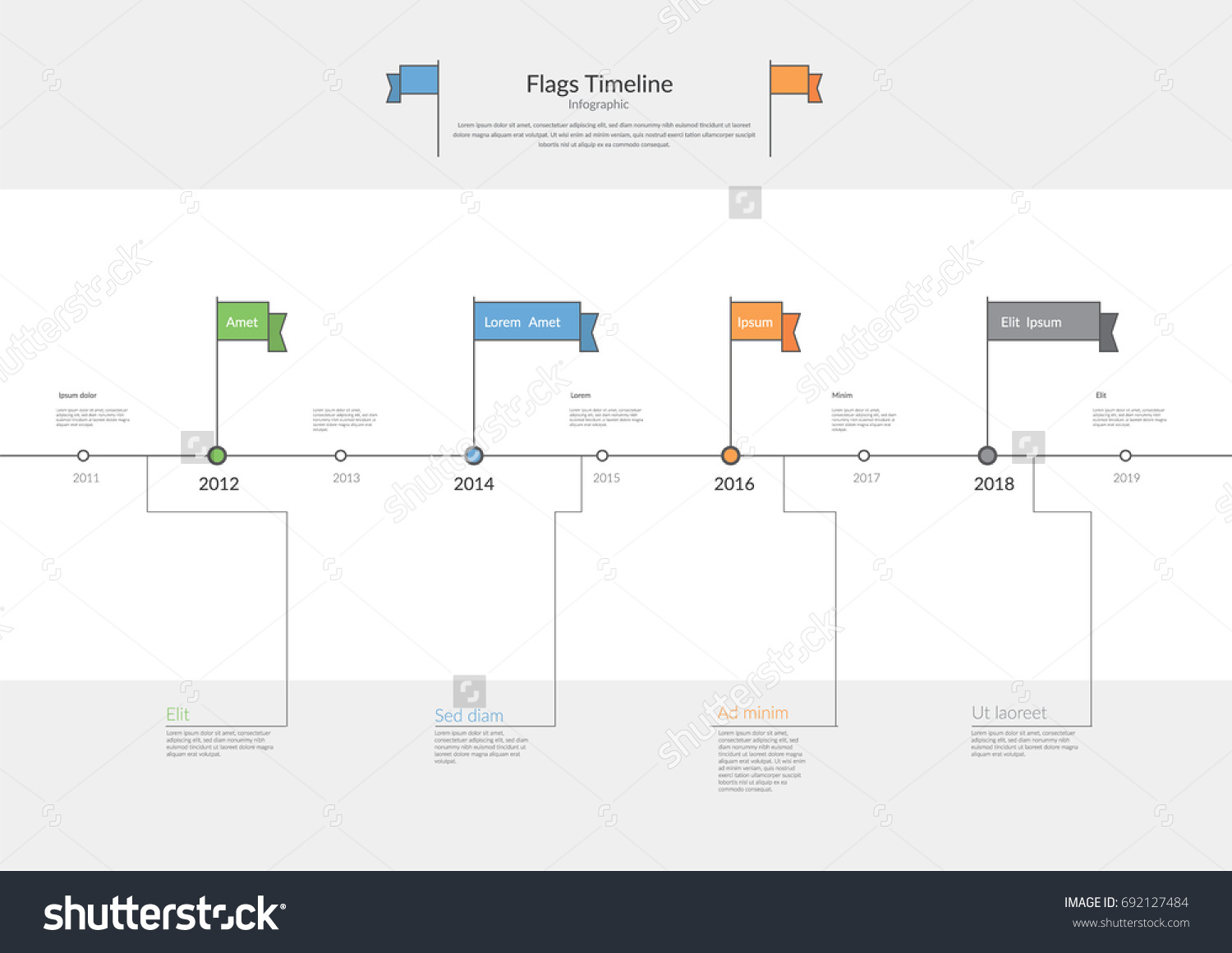 Timeline Infographic Flags Vector Illustration: เวกเตอร์สต็อก (ปลอดค่า ...
