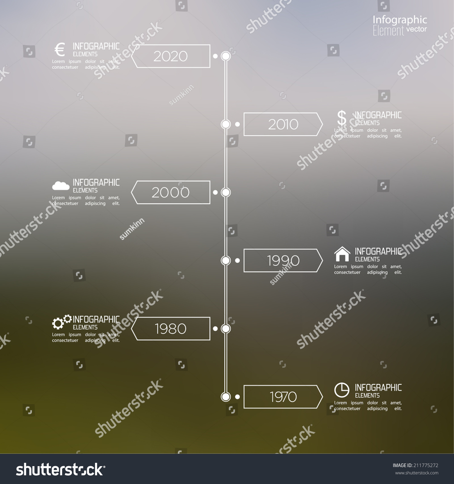 Timeline Infographic On Blurred Background Arrows Stock Vector (Royalty ...