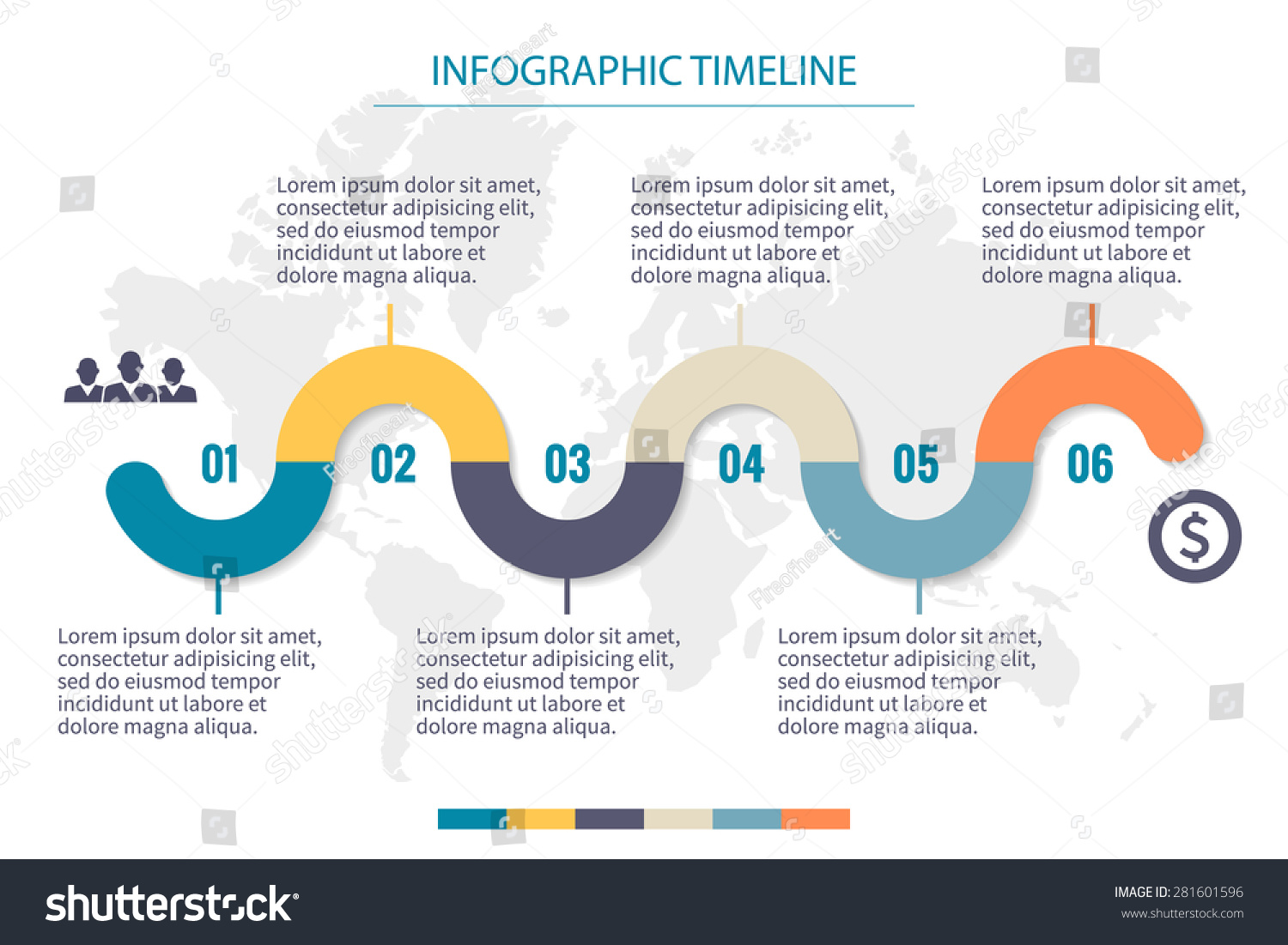 Timeline Infographic World Map Stock Vector (Royalty Free) 281601596 ...