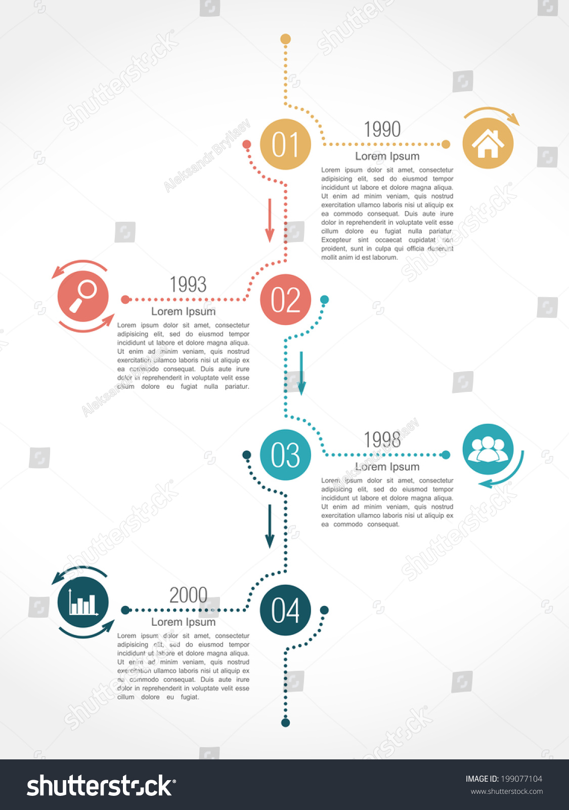 Timeline Infographics Design Template Four Elements Stock Vector ...