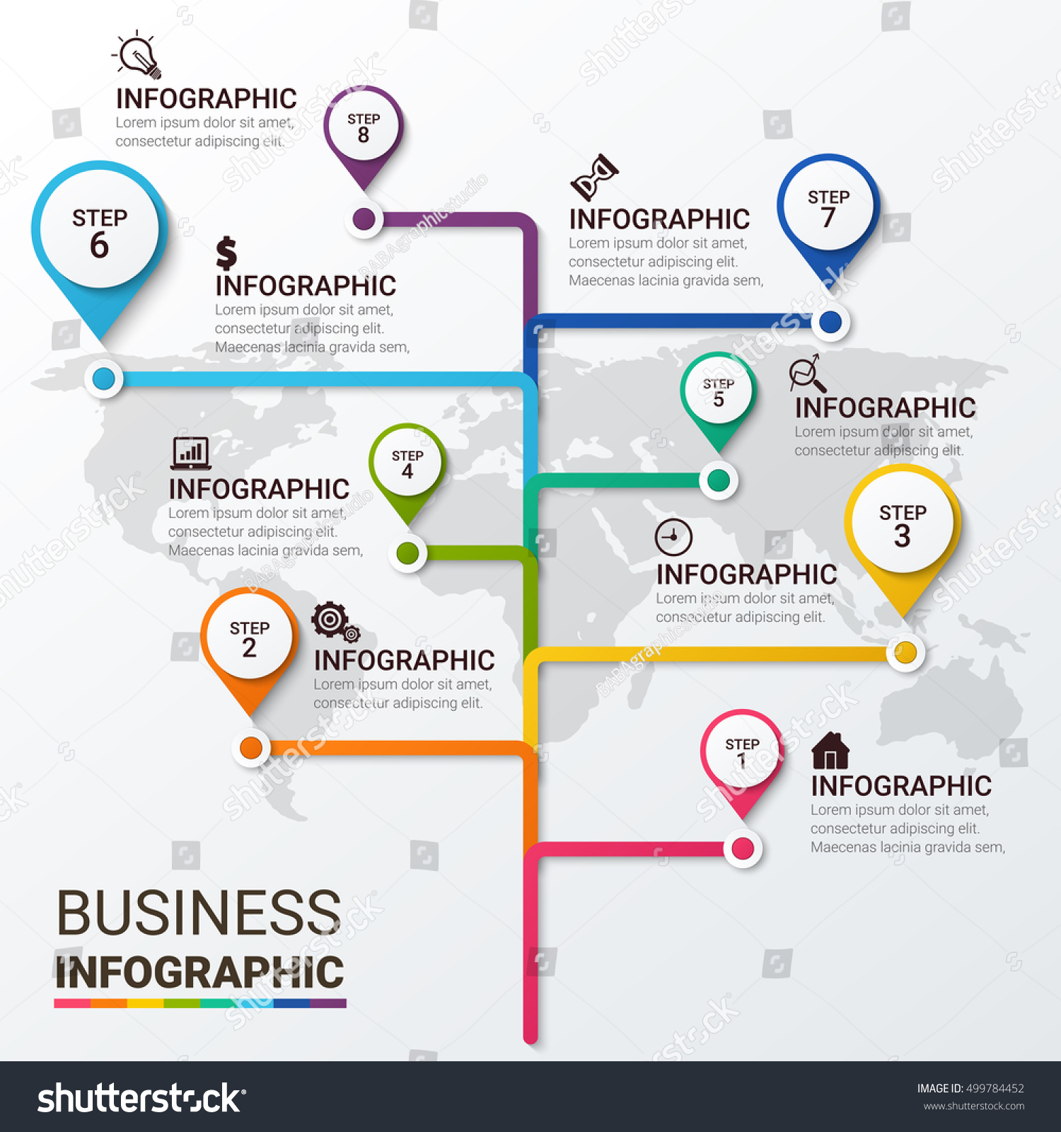 Timeline Infographics Design Template Nine Elements Stock Vector ...