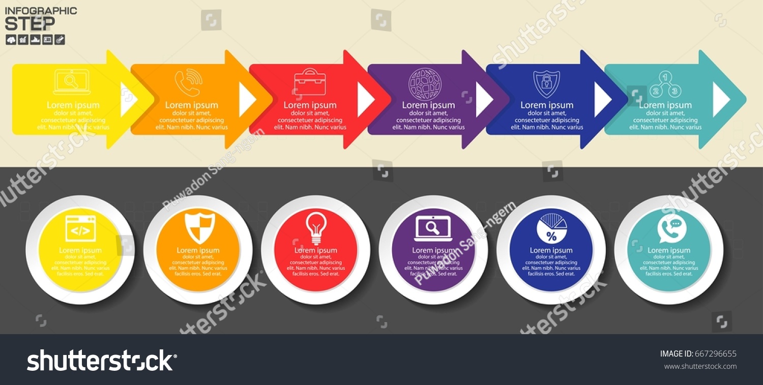 Timeline Infographics Template Arrows Flowchart Workflow Stock Vector ...