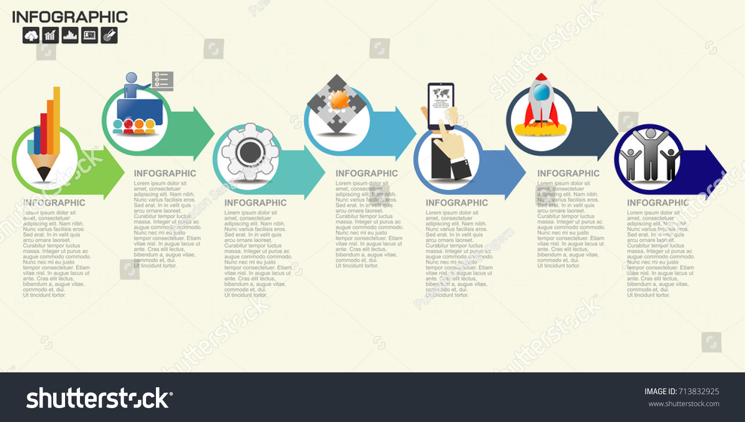 Timeline Infographics Template Arrows Flowchart Workflow Stok Vektör ...
