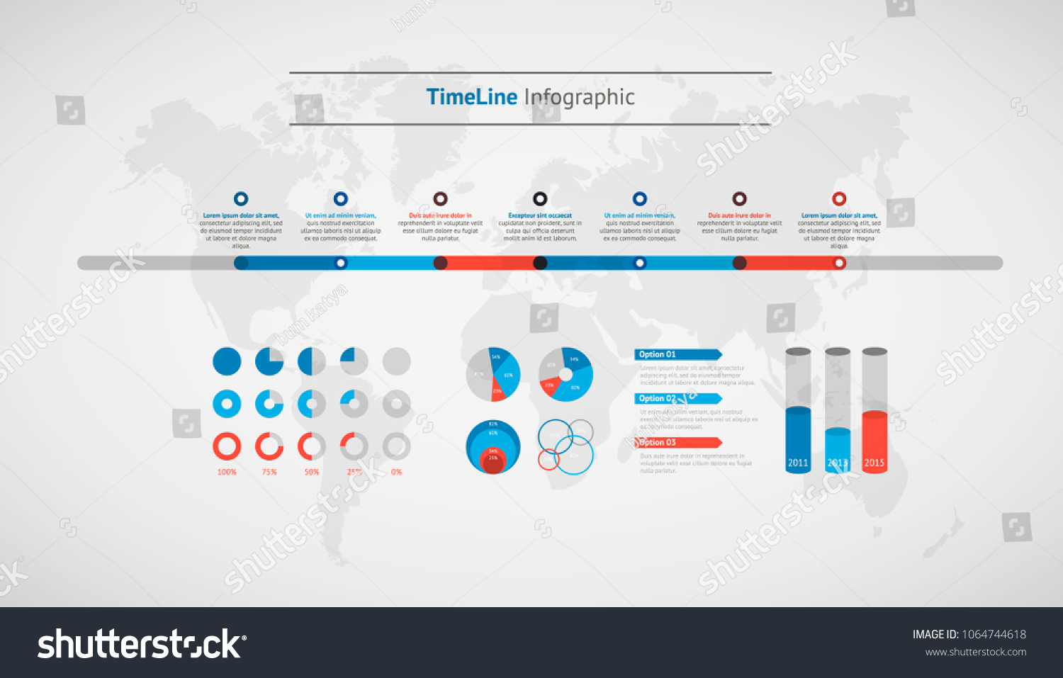 Vektor Stok Timeline Vector Infographic World Map (Tanpa Royalti ...