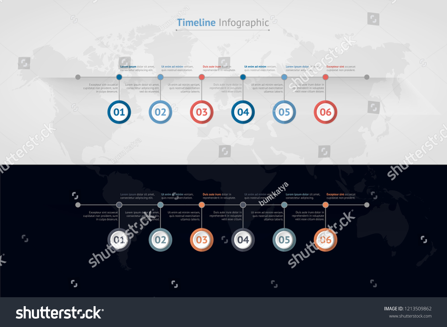 Timeline Vector Infographic World Map 库存矢量图（免版税）1213509862 | Shutterstock