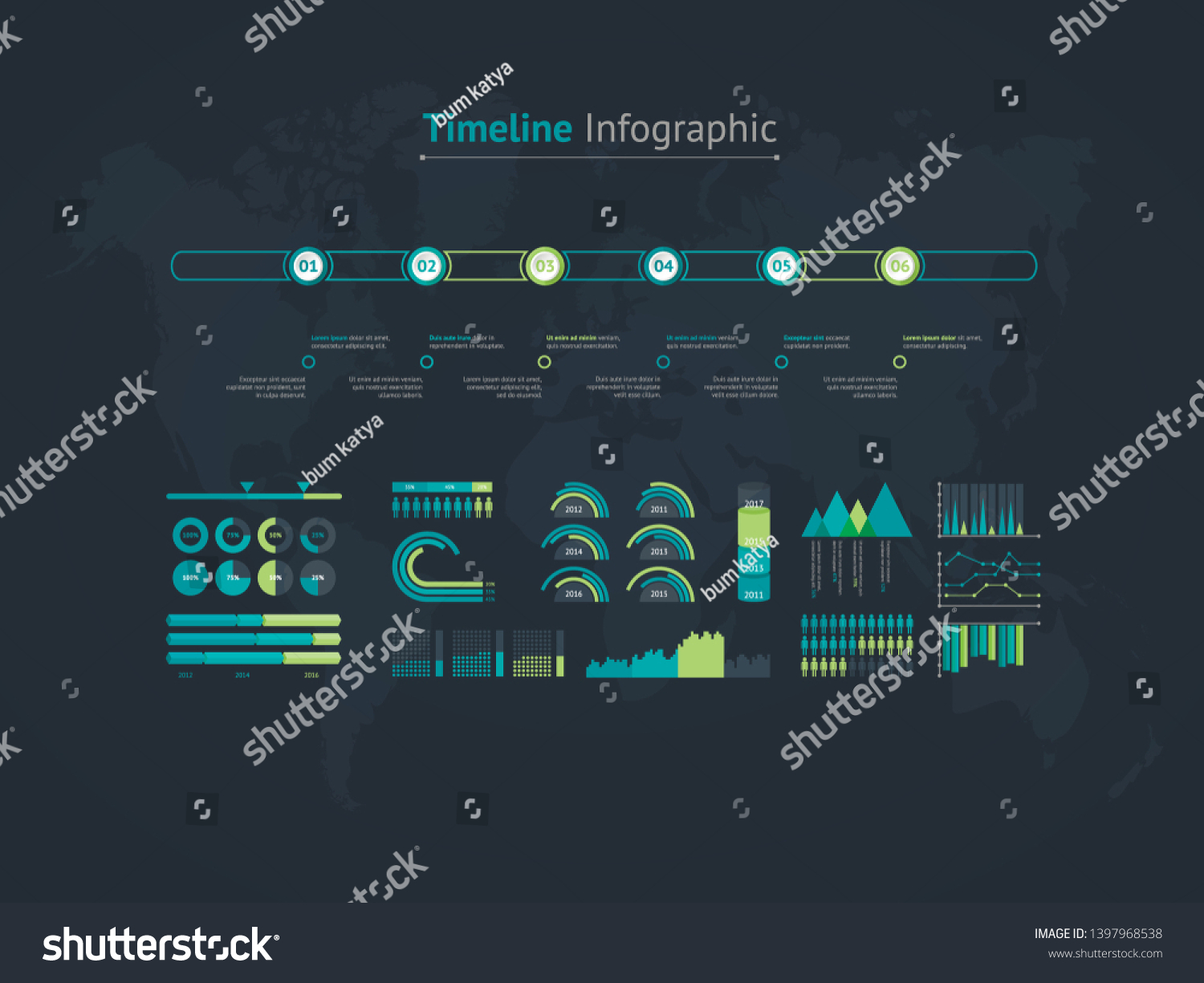 Timeline Vector Infographic World Map: เวกเตอร์สต็อก (ปลอดค่าลิขสิทธิ์ ...