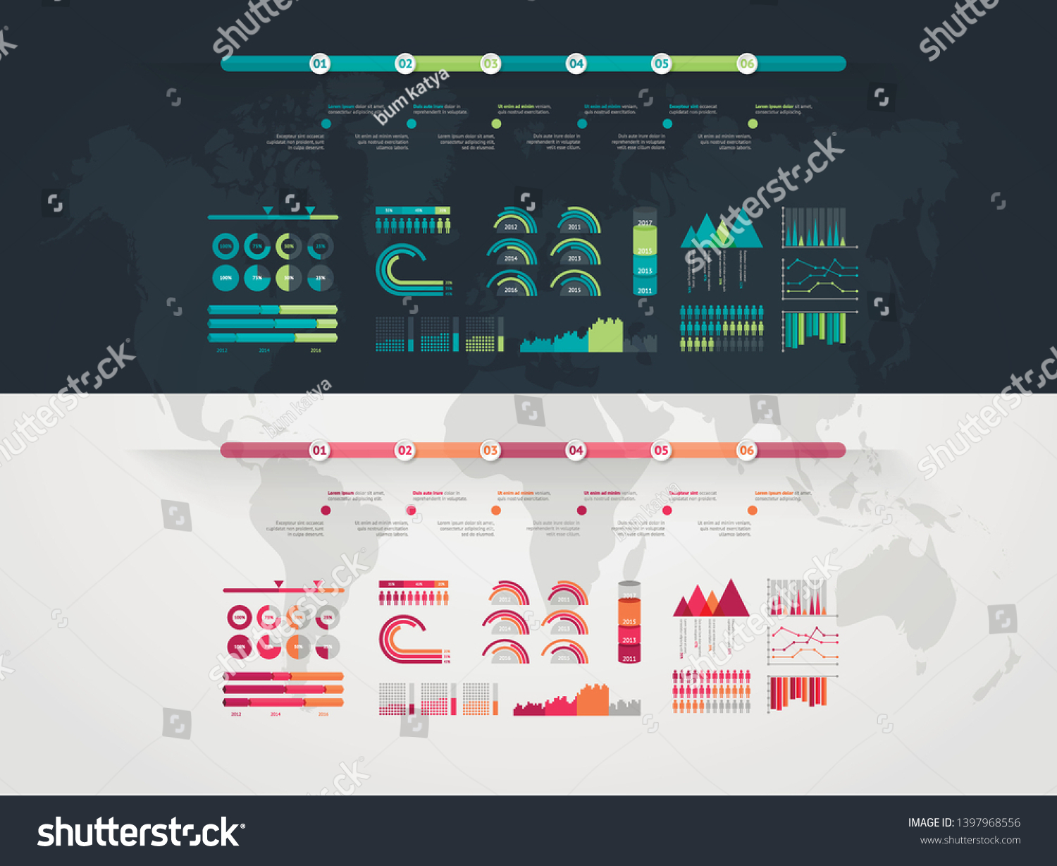 Timeline Vector Infographic World Map: vetor stock (livre de direitos ...