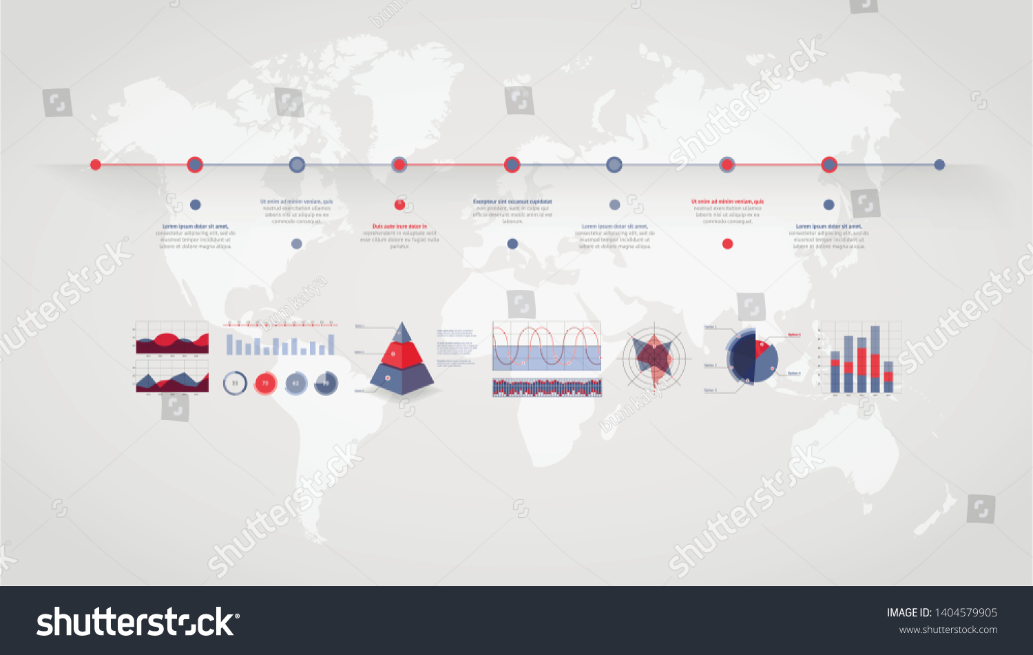 Timeline Vector Infographic World Map: เวกเตอร์สต็อก (ปลอดค่าลิขสิทธิ์ ...