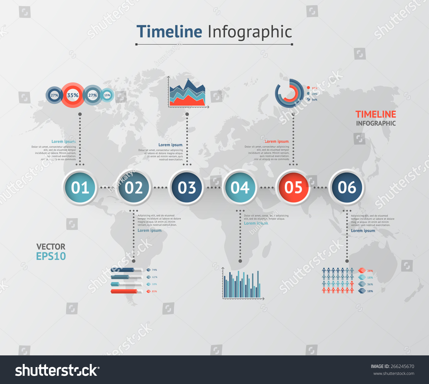 Timeline Vector Infographic World Map Stock Vector 266245670 - Shutterstock