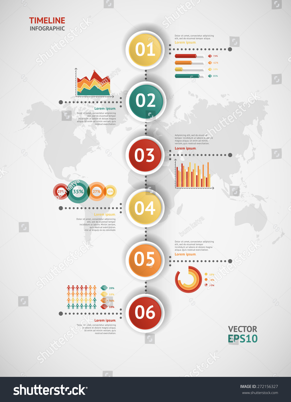 Timeline Vector Infographic World Map 스톡 벡터(로열티 프리) 272156327 ...