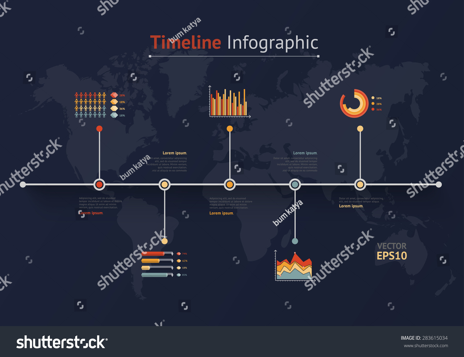 Timeline Vector Infographic World Map: เวกเตอร์สต็อก (ปลอดค่าลิขสิทธิ์ ...